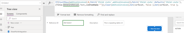Add New Line Items to Repeating Tables in Power Apps and SharePoint List